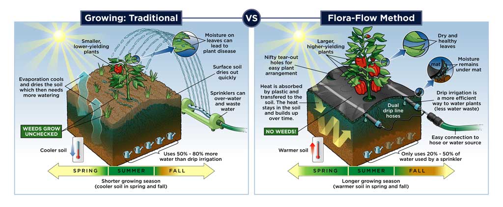 Vegetable Garden Drip Irrigation Systems & Plastic Mulch for Gardens ...